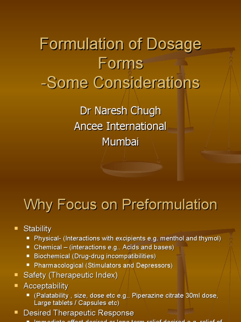Formulation of Dosage Forms - Pre Formulation Factors | PDF ...