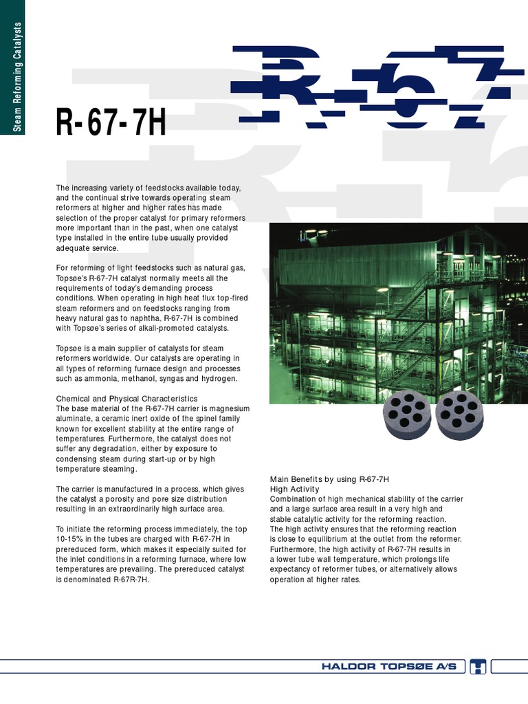 Topsoe R-67-7H Catalyst for Reformers | PDF | Catalysis | Sulfur