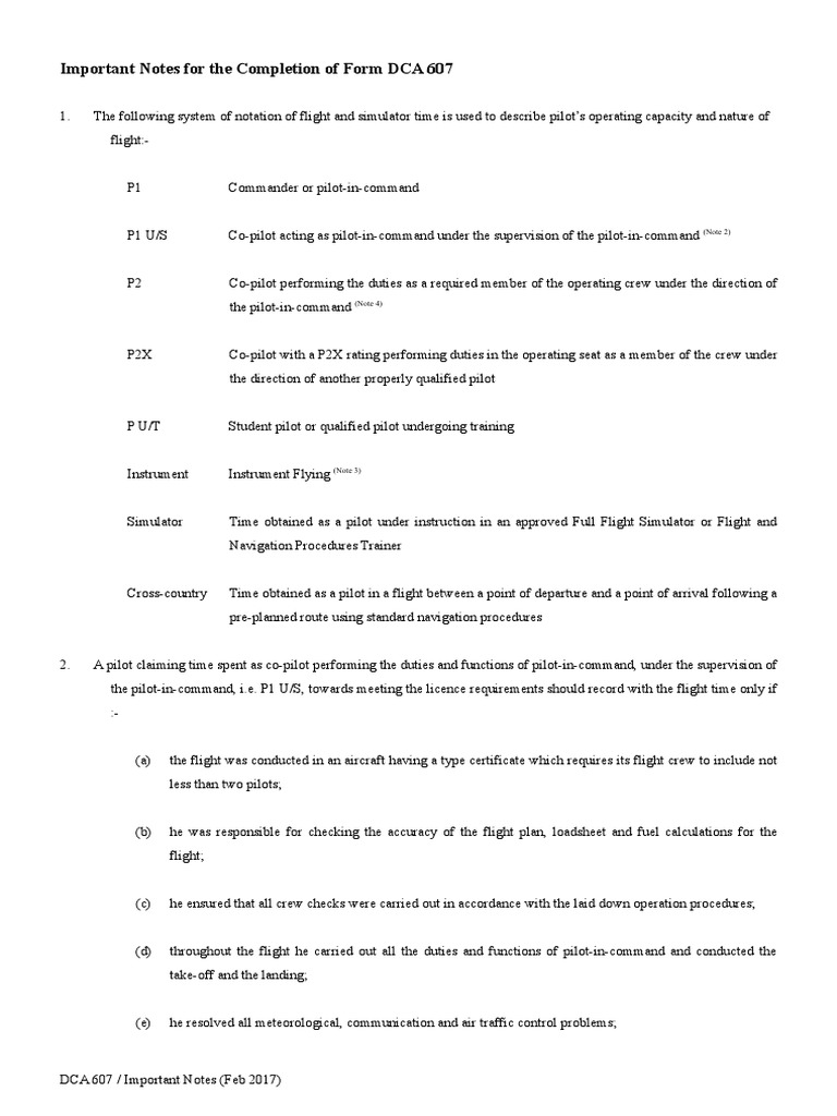 Important Notes For The Completion of Form DCA 607: (Note 2) | PDF ...