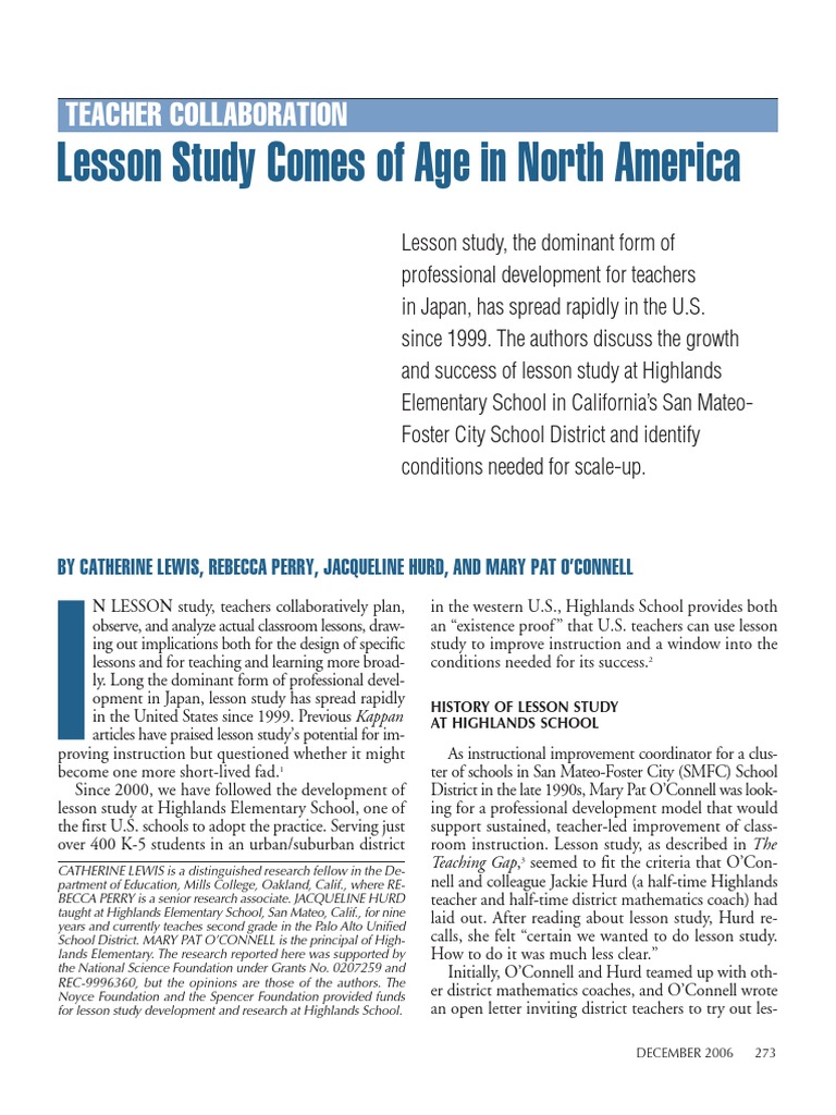 Lewis Et Al Lesson Study | PDF | Teachers | Curriculum