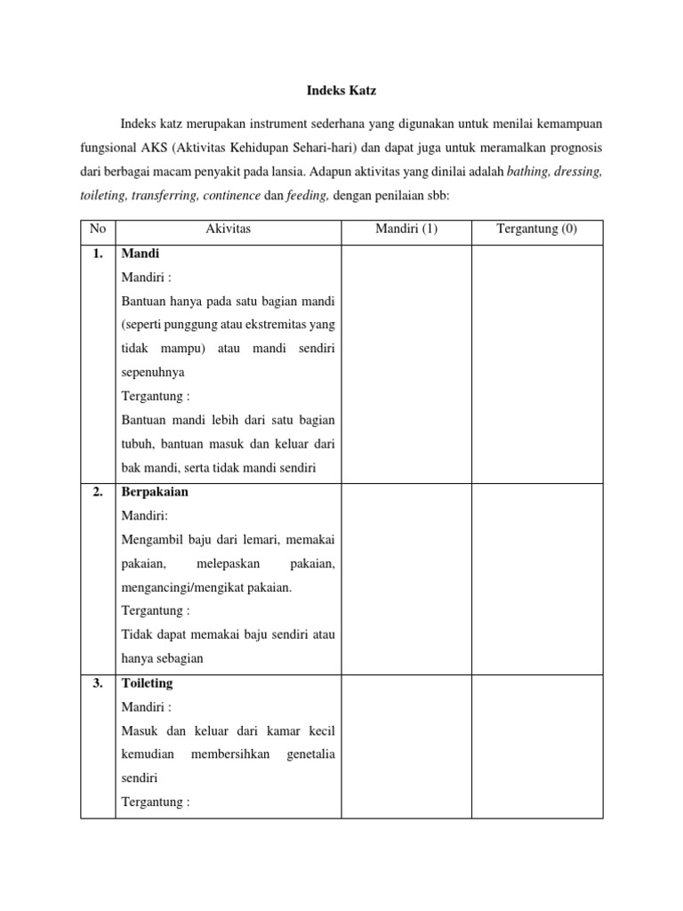 Indeks Katz Dan Kesiapan | PDF