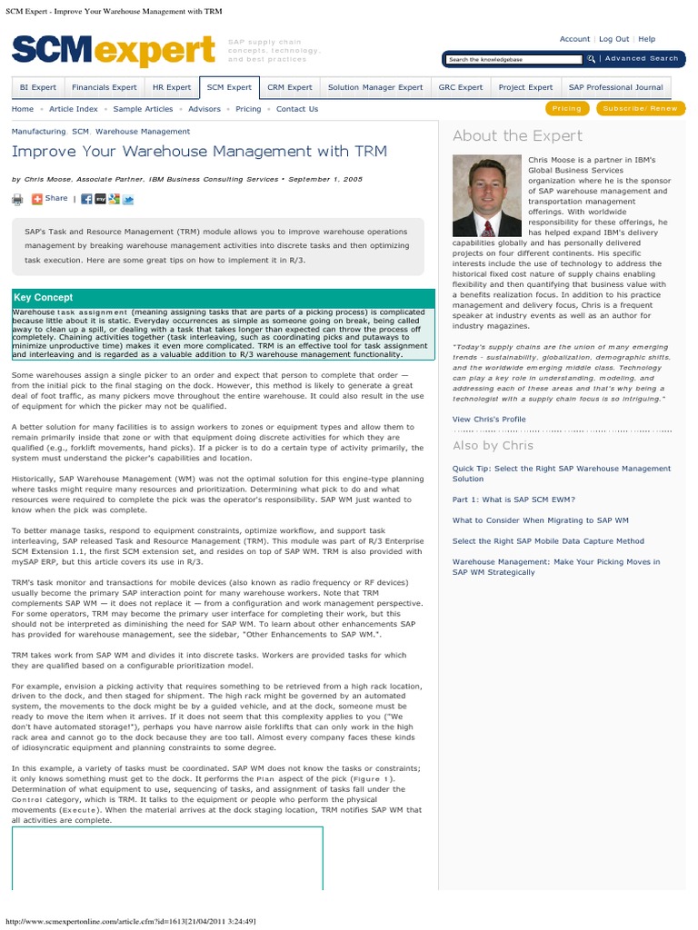 Improve Your Warehouse Management With TRM PDF | PDF | Warehouse | Sap Se