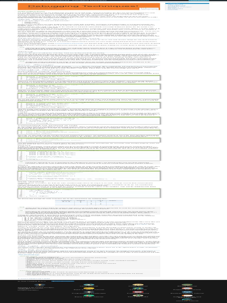 Debugging Techniques Software Design And Development Pdf Software