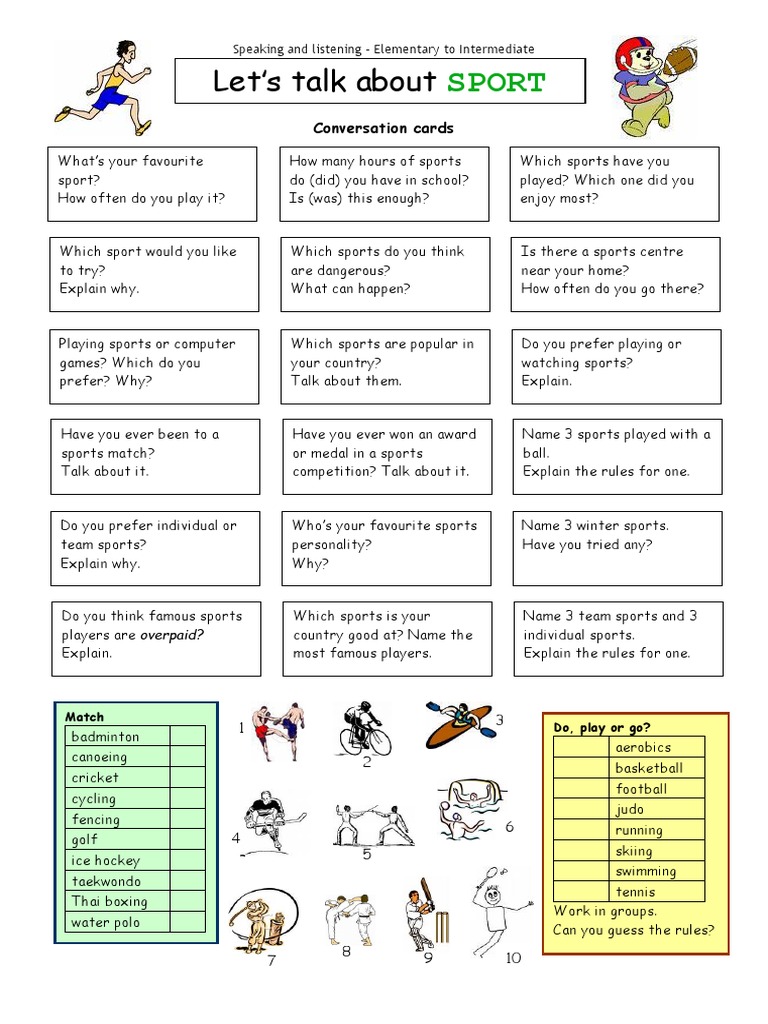 Sports Conversation Activities Guide | PDF | Sports | Teams