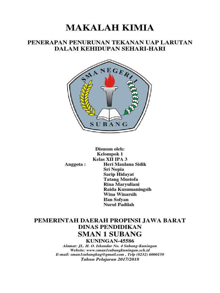 Makalah Kimia Tentang Sifat Koligatif Larutan - Sman 1 Subang Kuningan ...
