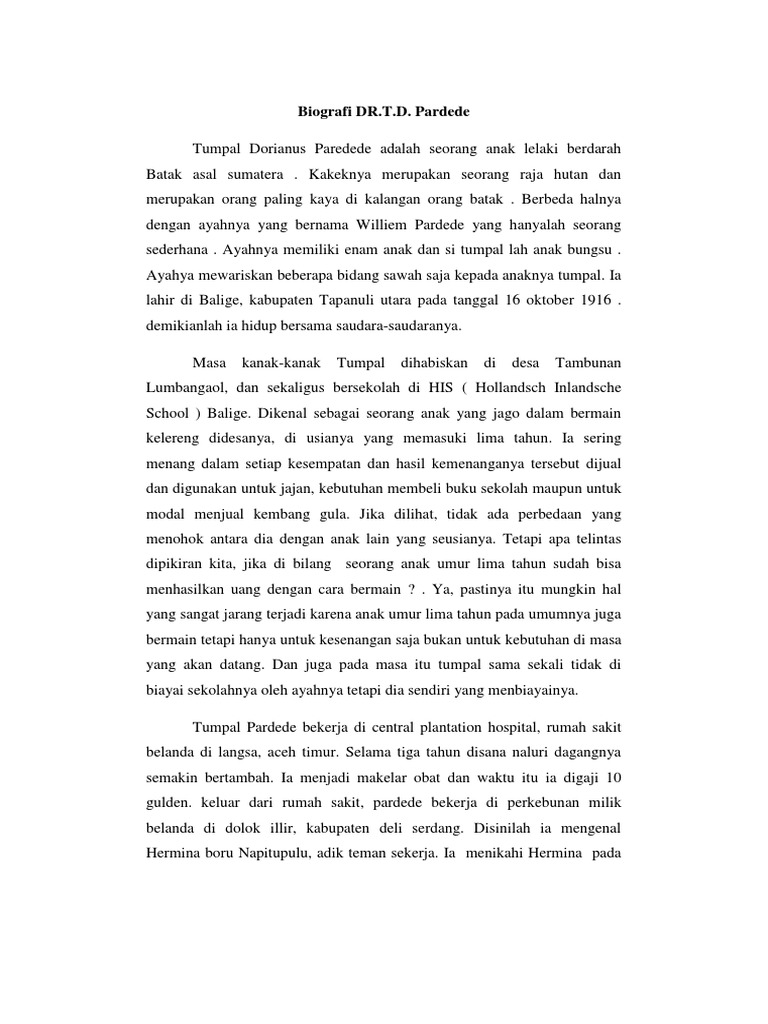 Biografi DR.T.D. Pardede | PDF