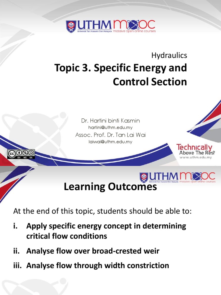 Hydraulics Topic 3 Specific Energy and Control Section PDF | PDF ...
