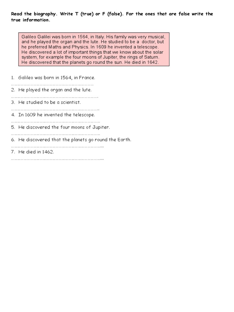 Galileo Galilei's Biography (S Past) | PDF | History | Young Adult