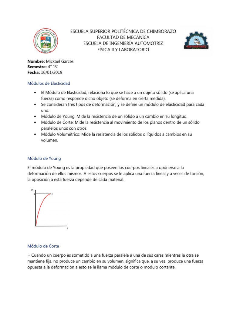 Módulo de Young y materiales resistentes | PDF | El módulo de Young ...