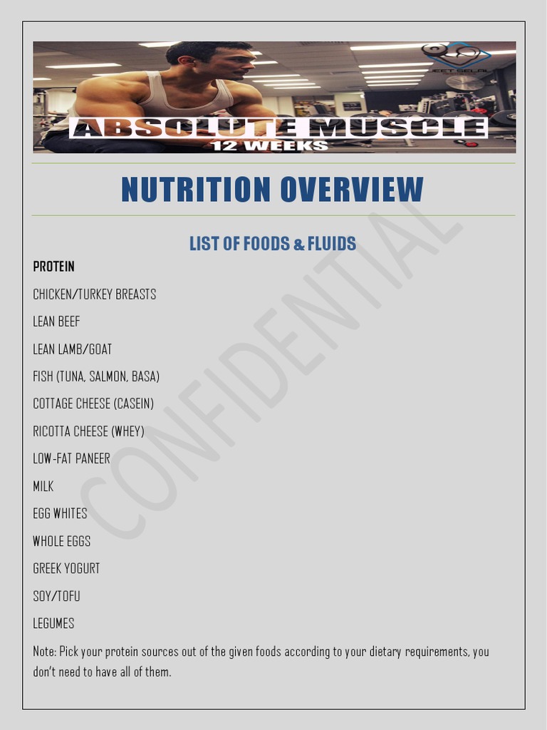 Nutrition Overview: List of Foods & Fluids | PDF