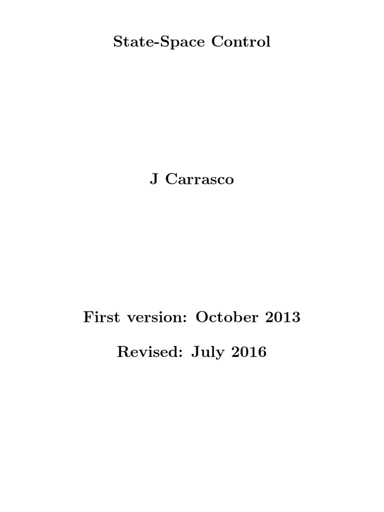 State-Space Representations and Control of Dynamical Systems | PDF ...