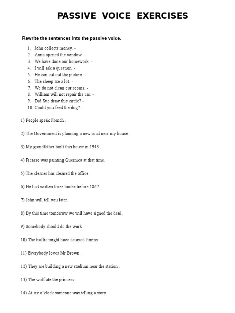 Passive Voice Exercises | PDF