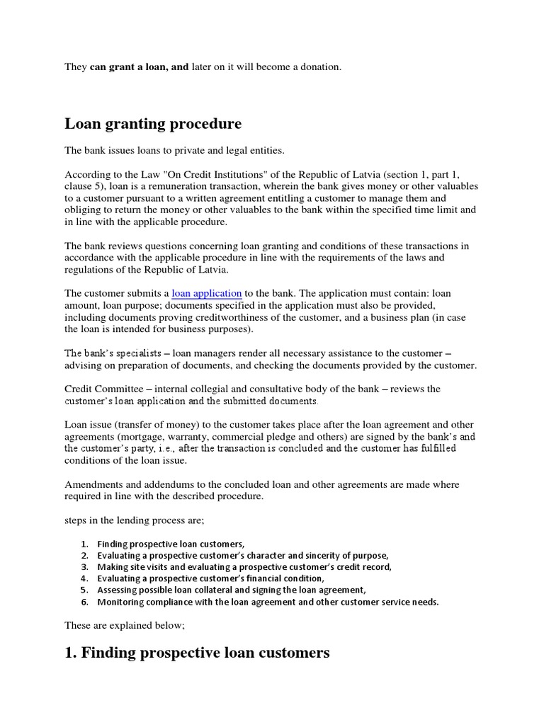 Loan Granting Procedure | PDF | Collateral (Finance) | Loans