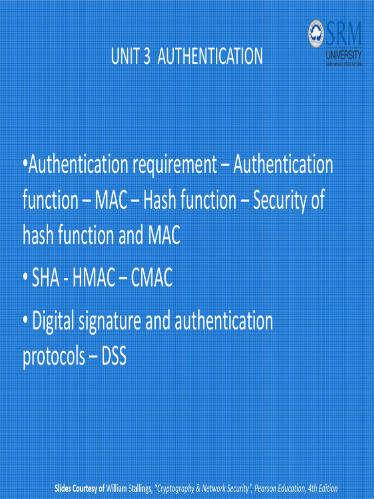 Unit3 Authentication | PDF | Cryptography | Key (Cryptography)