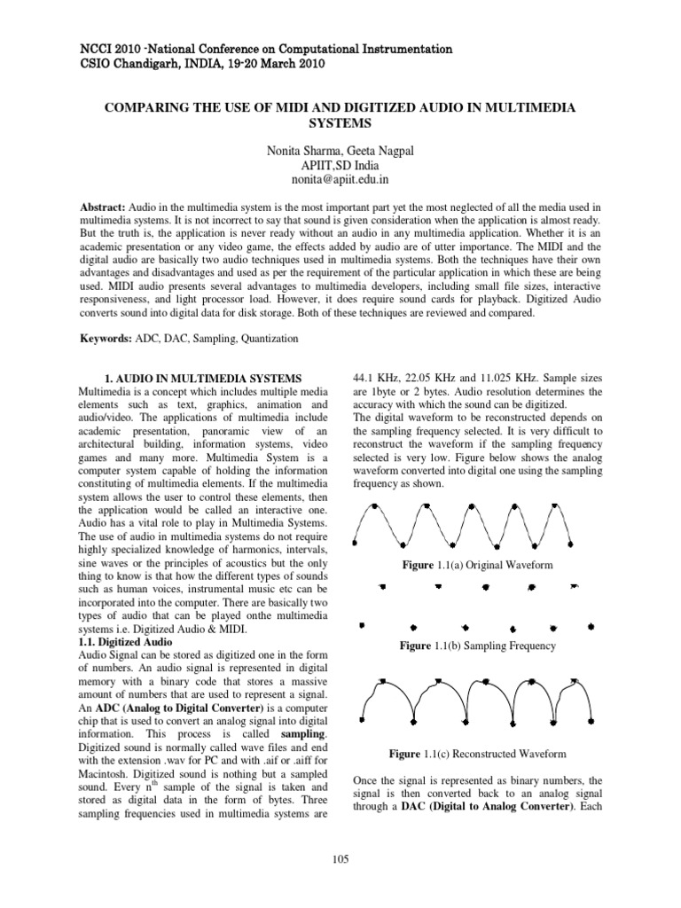 Comparing The Use of Midi and Digitized Audio in Multimedia Systems ...