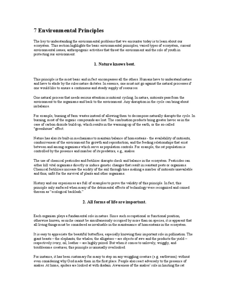7 Environmental Principles | PDF | Ecology | Ecosystem
