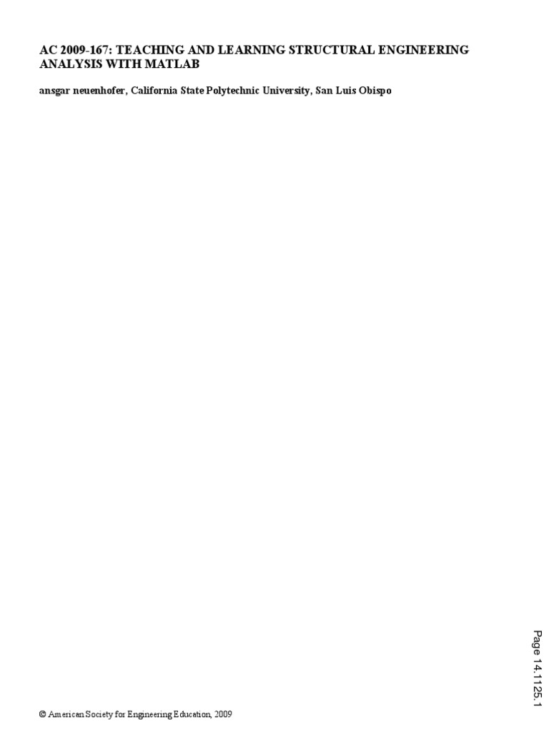 Teaching and Learning Structural Engineering Analysis With Matlab | PDF ...