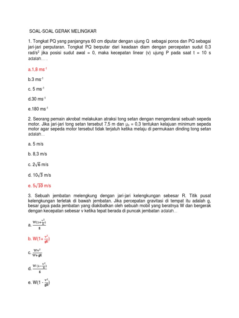 Soal Gerak Melingkar | PDF | Metode & Bahan Ajar Soal Gerak Melingkar | PDF | Metode & Bahan Ajar