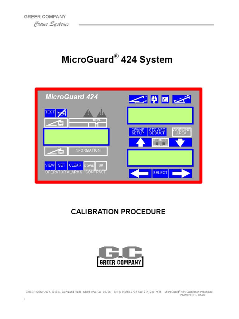Microguard 424 Calibration Procedure PDF | PDF | Crane (Machine) | Calibration