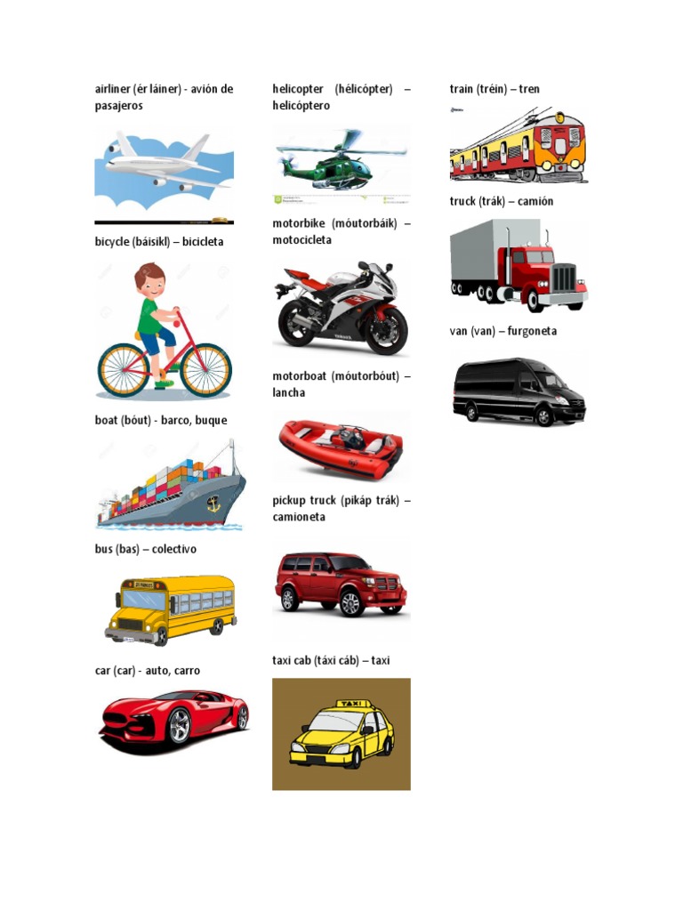 Medios de Transporte en Ingles | PDF