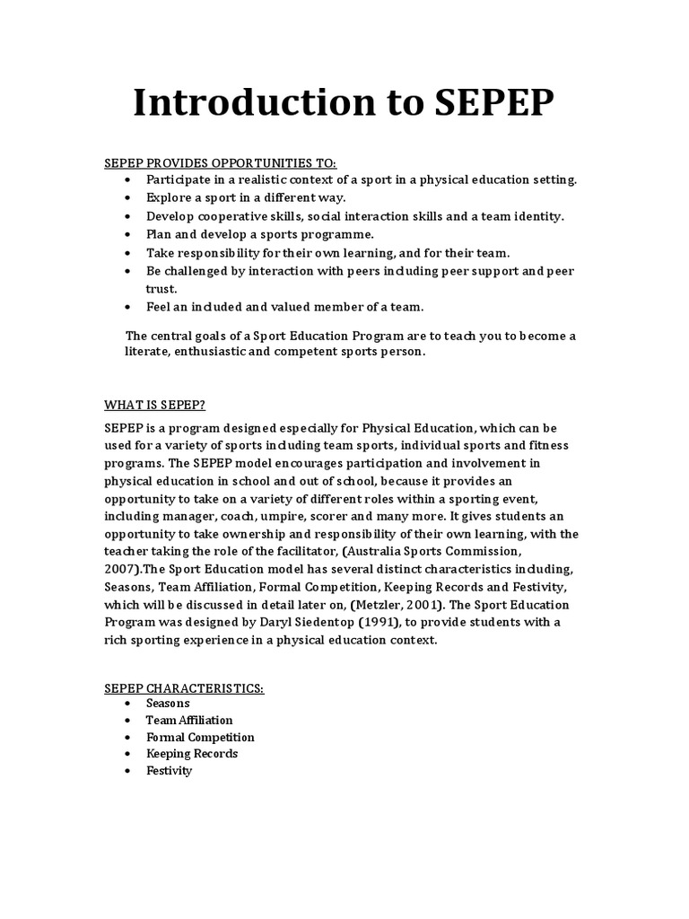 Overview of the SEPEP Program | PDF | Sports | Referee