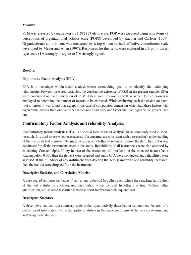 Confirmatory Factor Analysis and Reliability Analysis:: Results | PDF ...