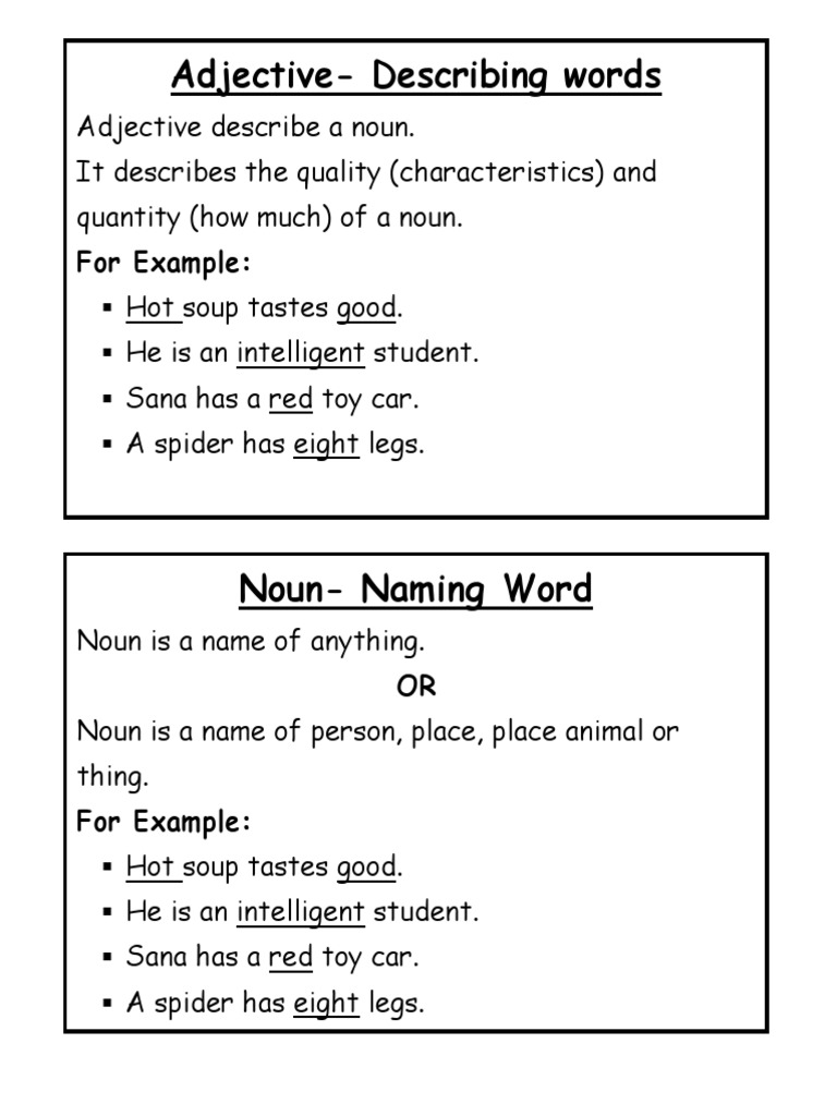 Underline The Describing Words | PDF | Adjective | Verb