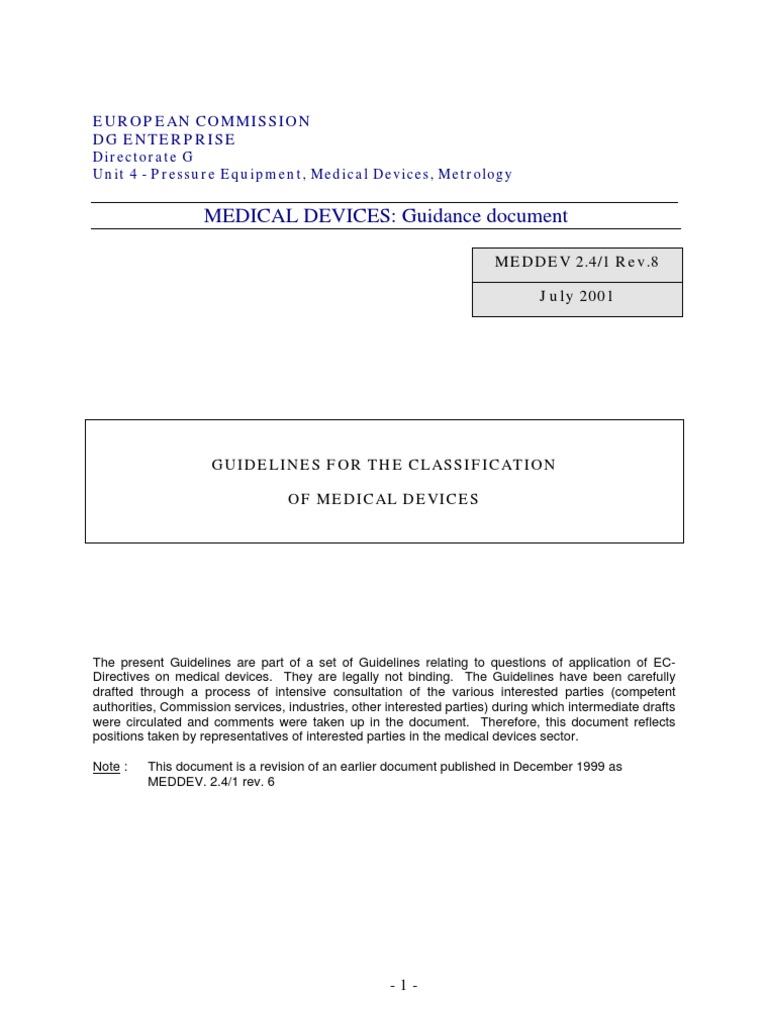 CE Guidelines Classification Medical Device | PDF | Medical Device ...