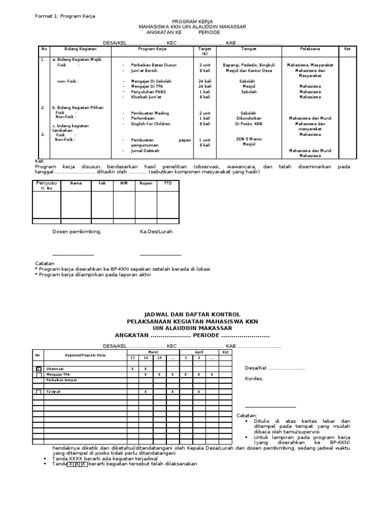 KKN-Format Program Kerja | PDF