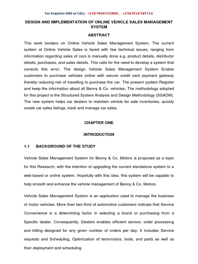 Online Vehicle Sales Management System | PDF | Car | Service Industries