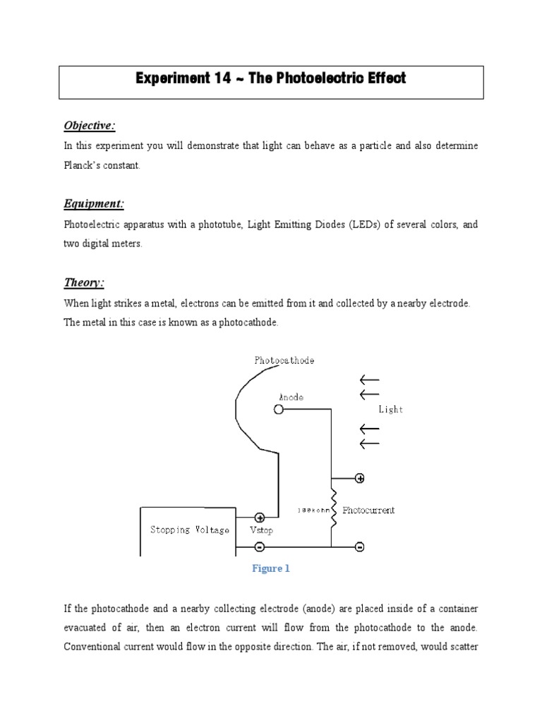Photoelectric Effect Experiment Guide | PDF | Photoelectric Effect ...