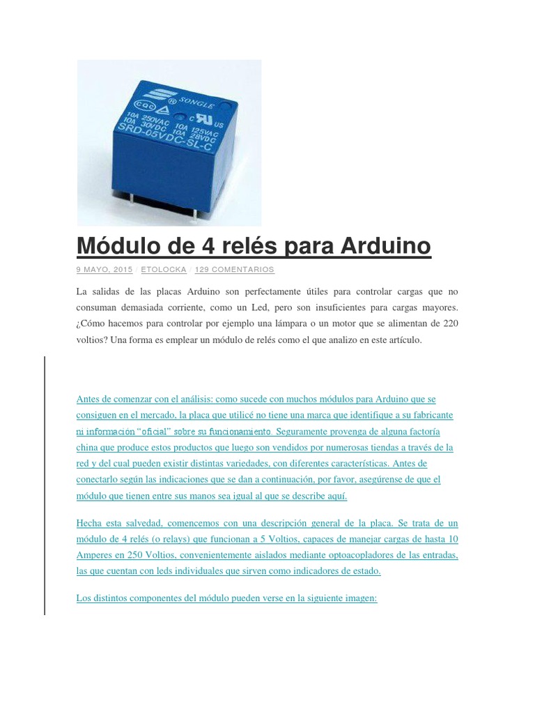 Módulo de 4 Relés para Arduino | PDF | Relé | Transistor
