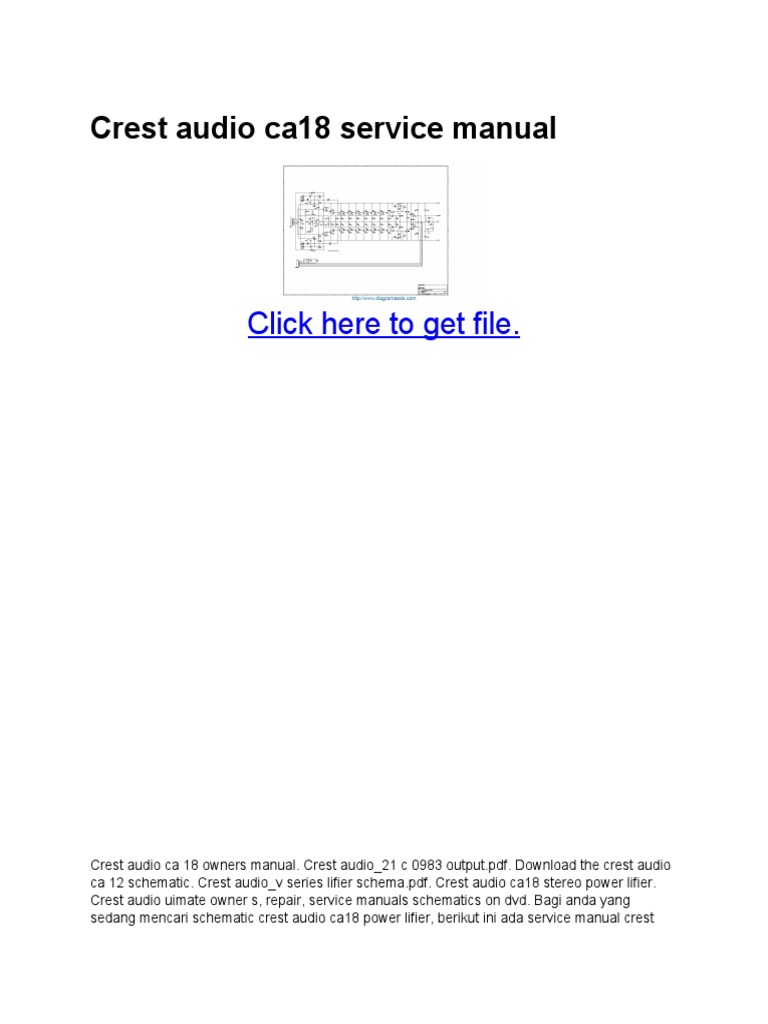 Crest Audio Ca18 Service Manual PDF | PDF | Computing