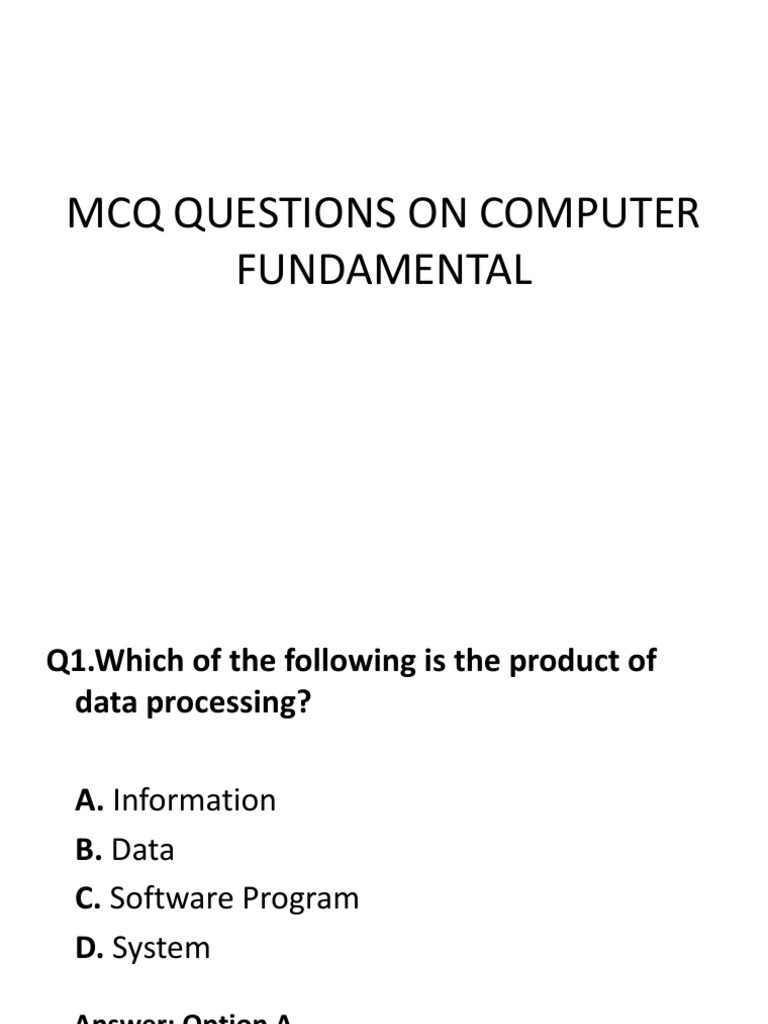 MCQ Questions On Computer Fundamental | PDF | Random Access Memory | Bios