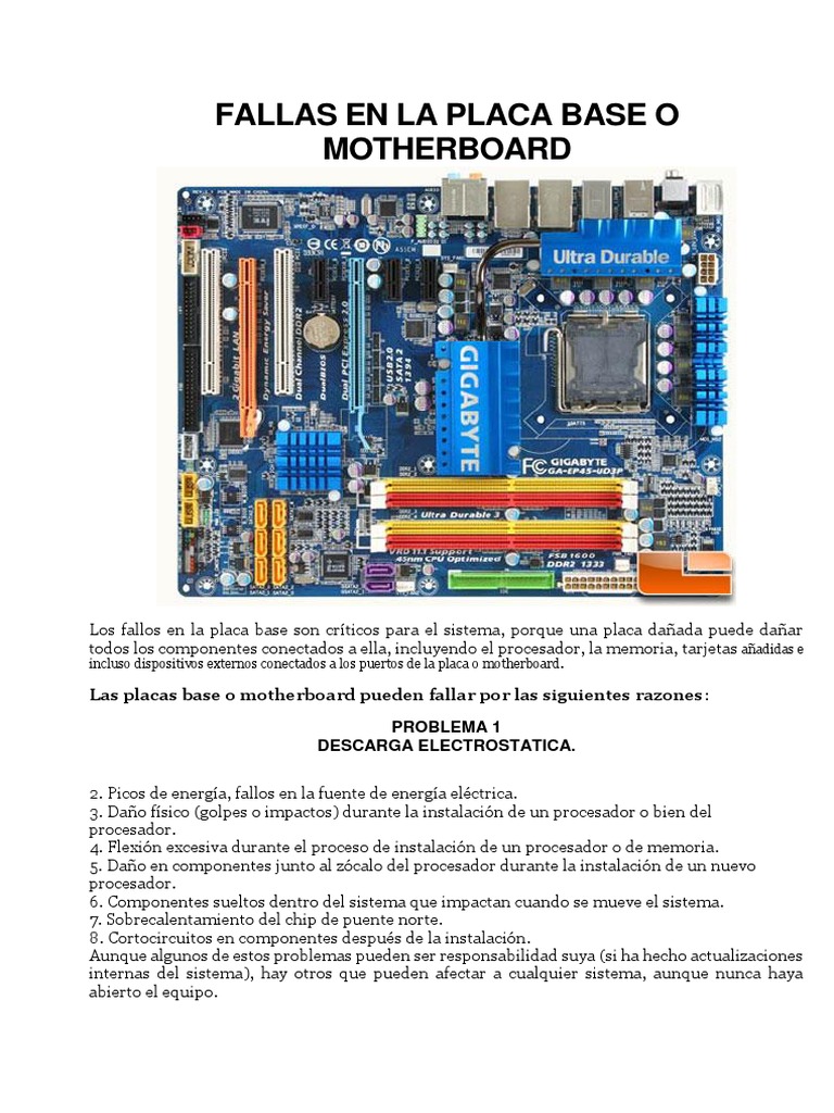 Fallas y Soluciones en Placas Base | PDF | Bios | Memoria de acceso ...