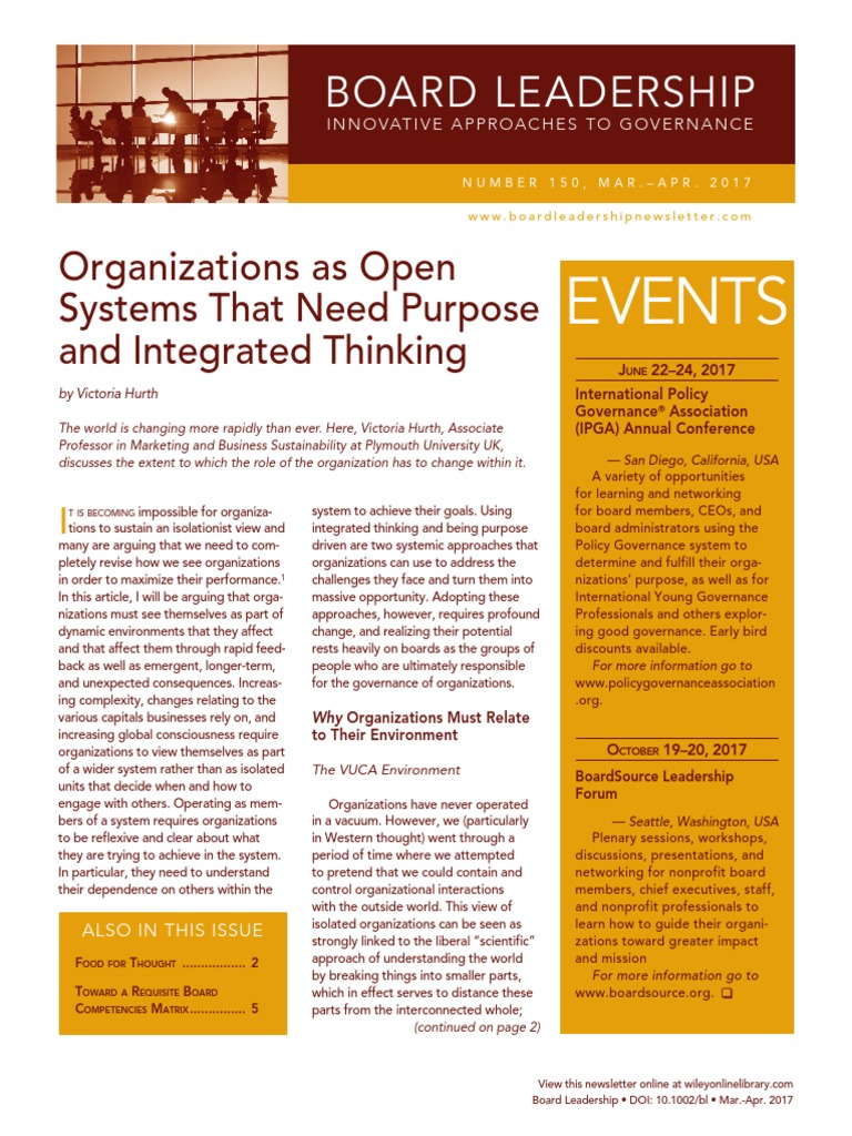 Newsletter: Organisations As Open Systems... | PDF | System | Business