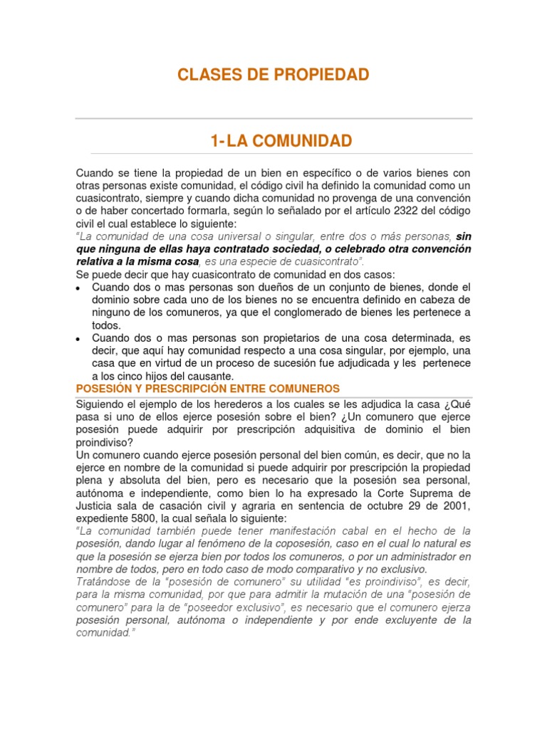 Clases de Propiedad - Derecho Civil Bienes | Descargar gratis PDF ...
