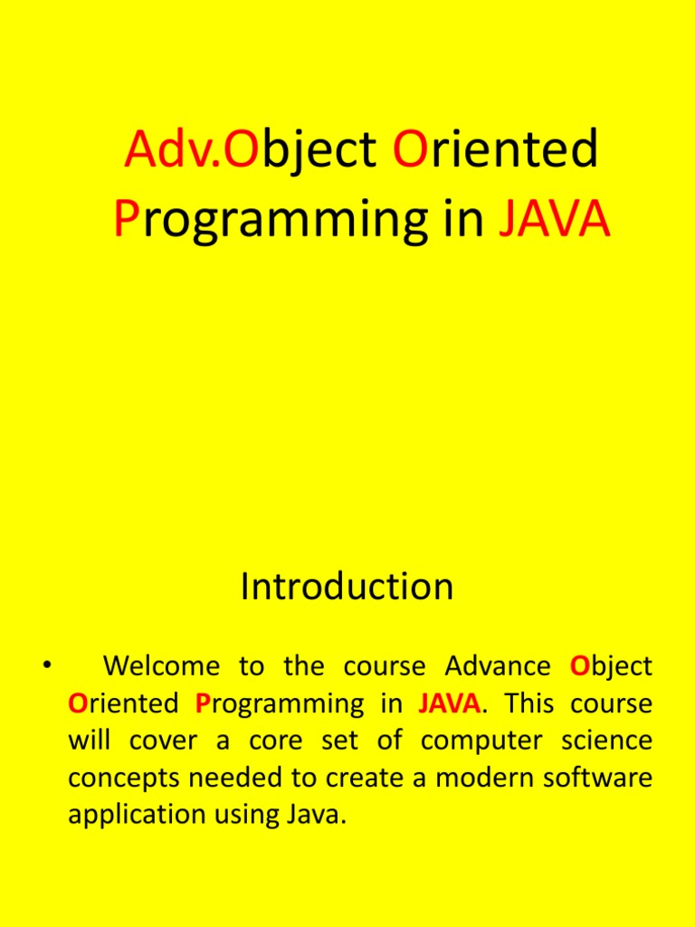 Advo O P Java Bject Riented Rogramming In Pdf Java Programming Language C 