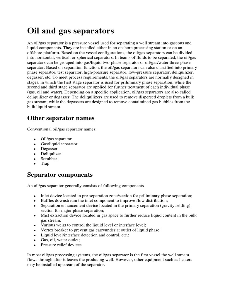 Oil and Gas Separators | PDF | Soft Matter | Mechanical Engineering