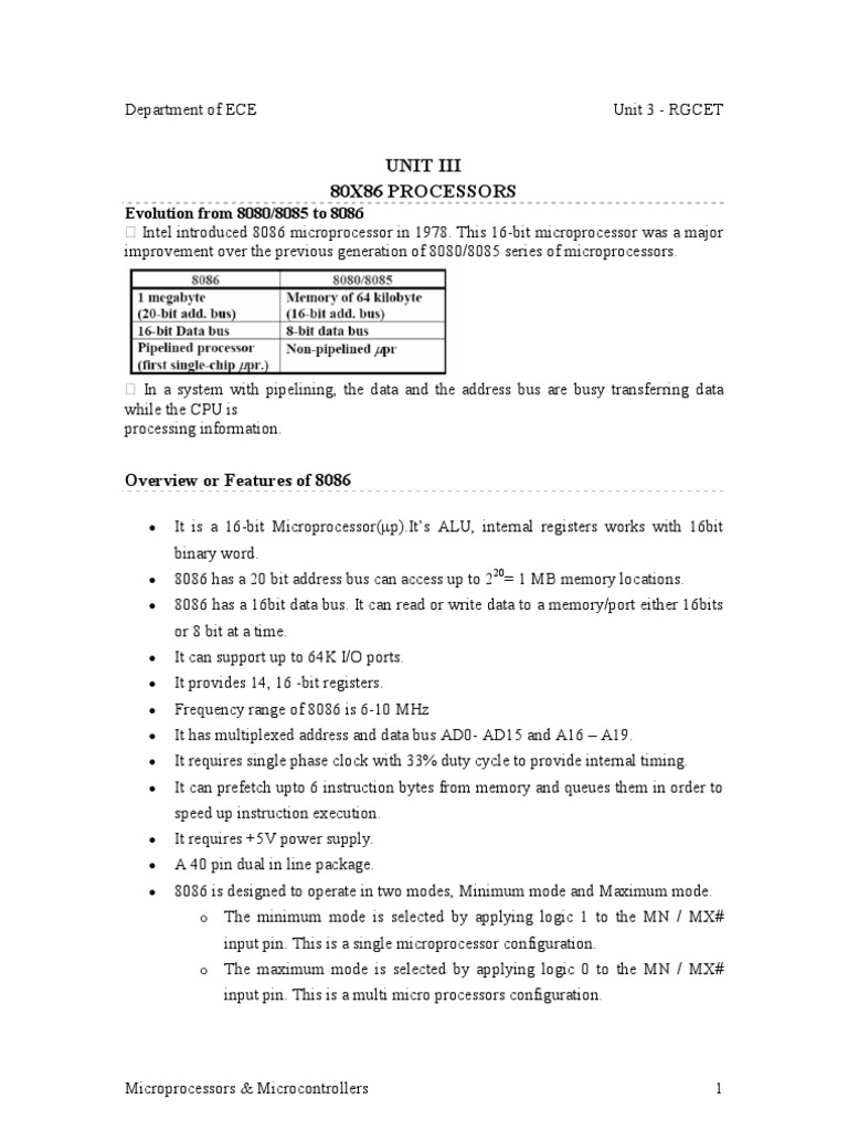 Microprocesor 3 Unit | PDF | Central Processing Unit | Input/Output