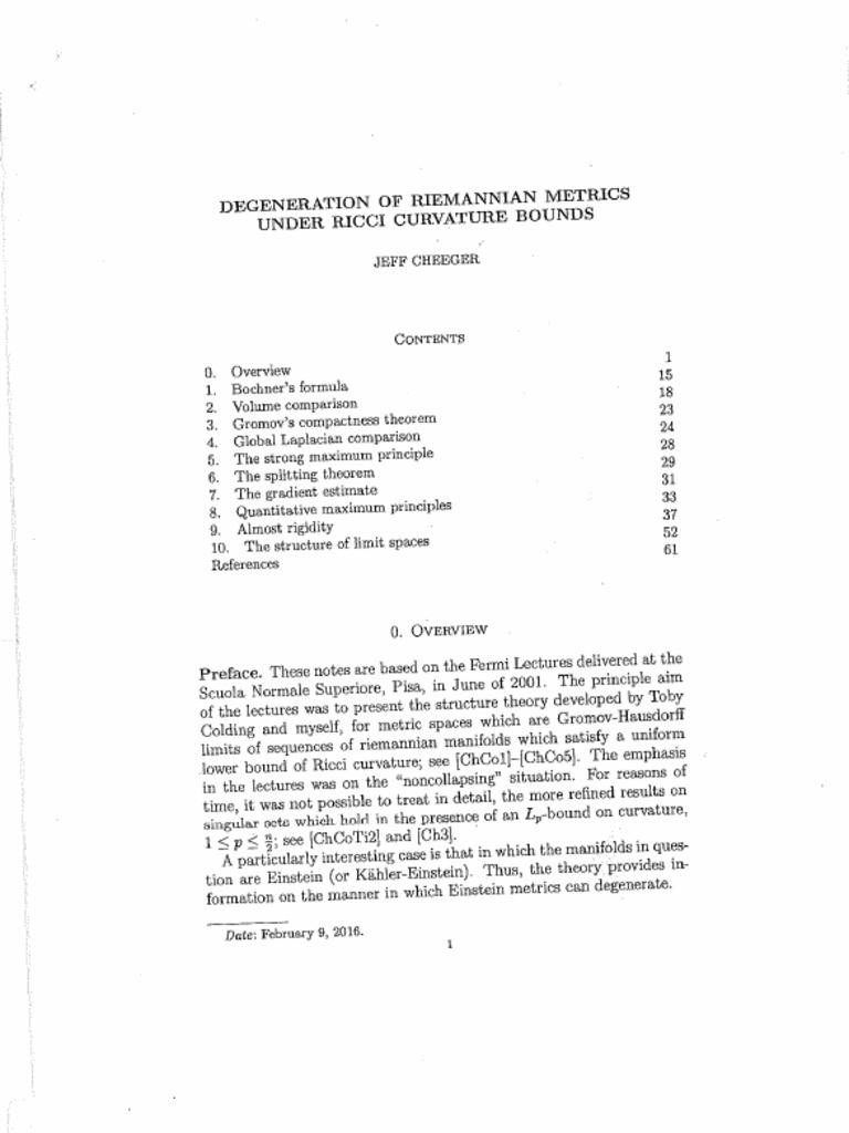 Degeneration of Riemannian Metrics Under Ricci Curvature Bounds - Jeff ...