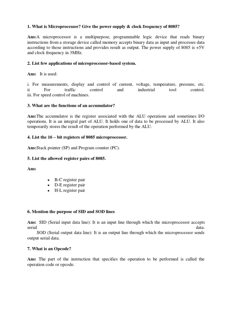 MPMC 2marks (Unit 1 To 5) (Q & A) | PDF | Central Processing Unit | Input/Output