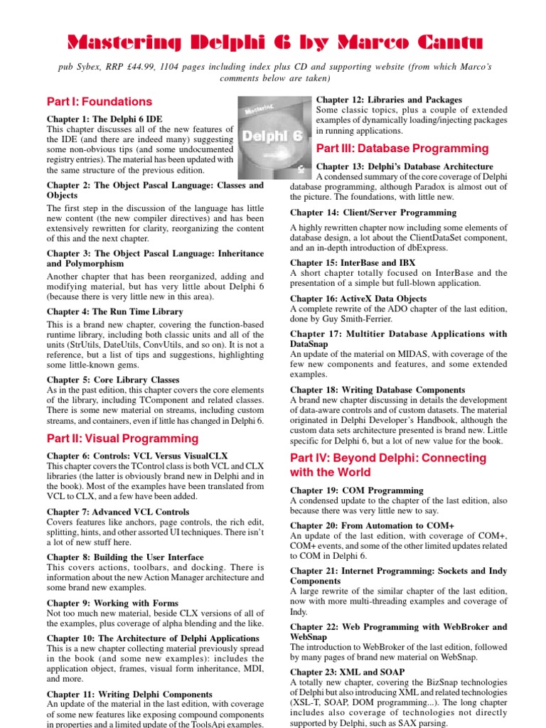 Mastering Delphi 6: A Comprehensive Guide to Enterprise-Level Database, Internet, and XML ...