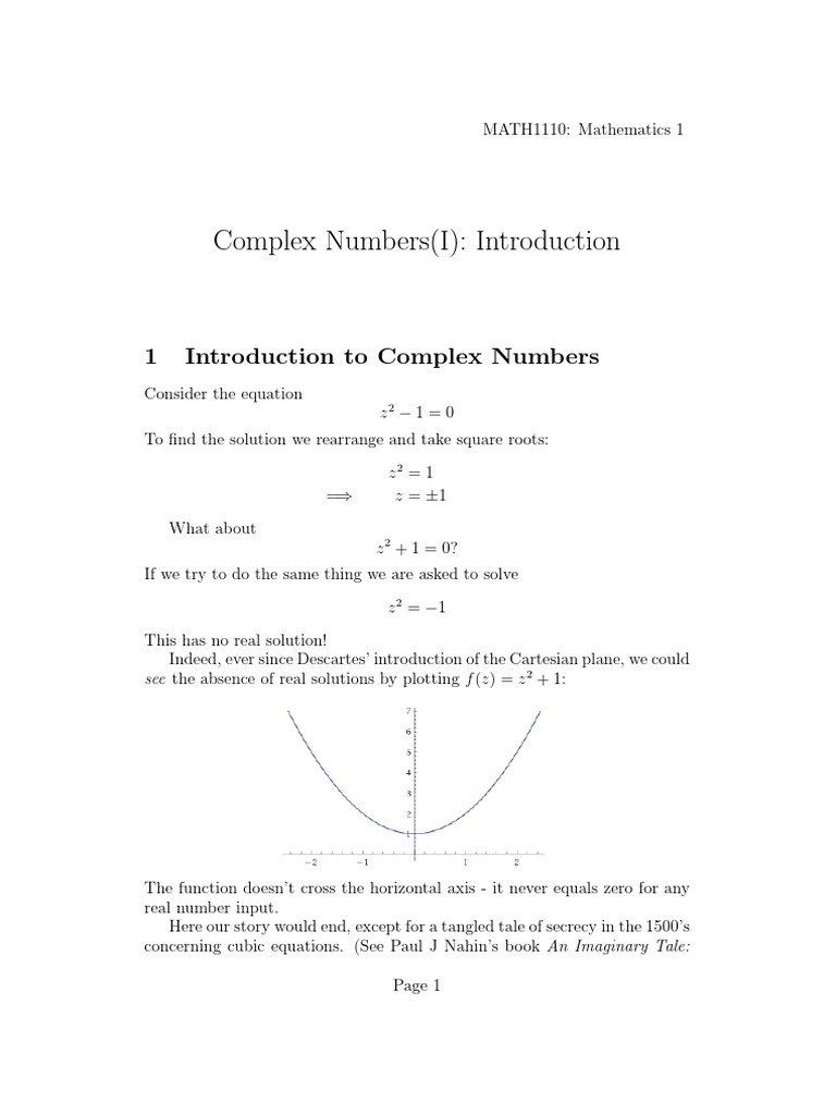 Lec03 ComplexNumbers I | PDF | Complex Number | Numbers