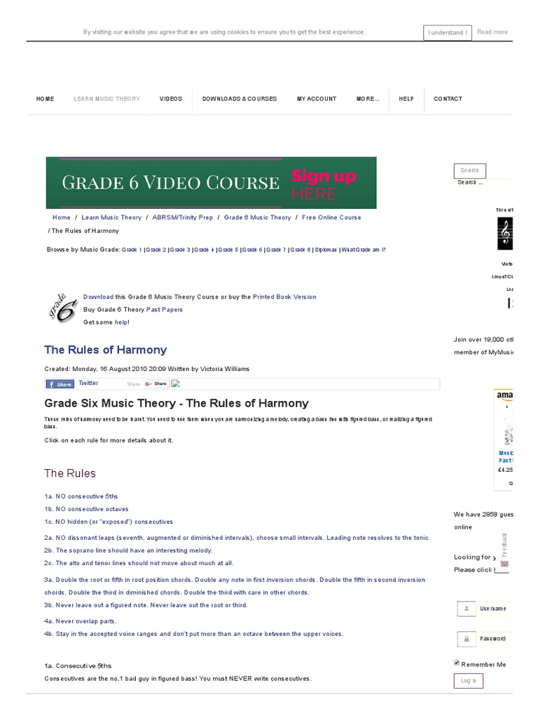 Grade Six Music Theory - The Rules of Harmony | PDF | Chord (Music ...