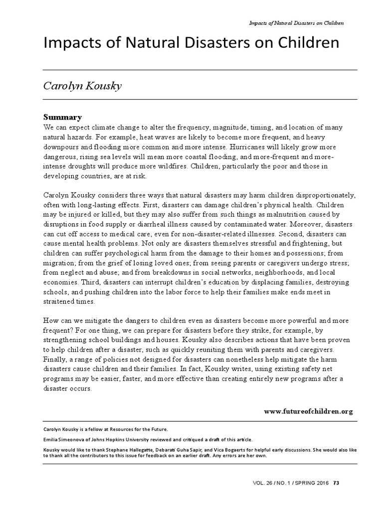 Impacts of Natural Disaster On Children | PDF | Posttraumatic Stress ...