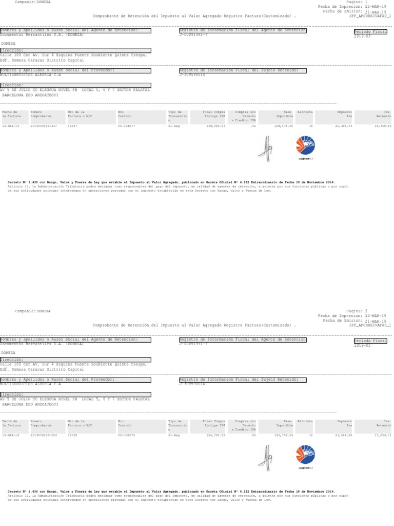 Ret Domesa PDF | PDF | Factura | Impuestos