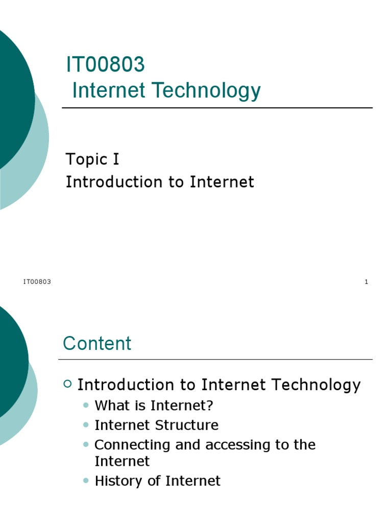 IT00803 Internet Technology: Topic I Introduction To Internet | PDF ...