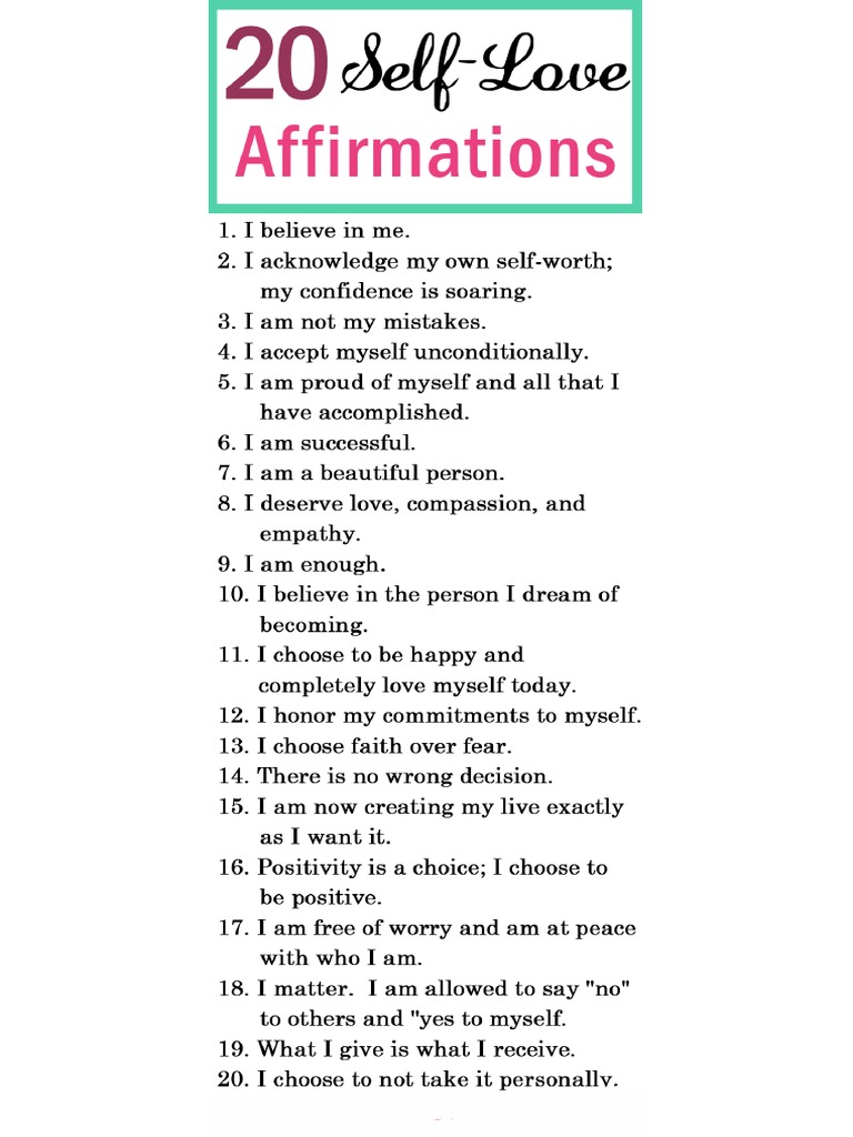 Positive Affirmations Self Love | PDF