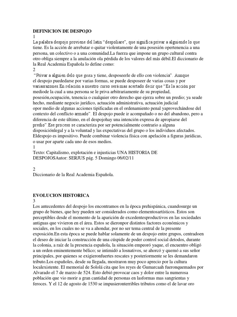 DEFINICION DE DESPOJO.docx | Guatemala | Posesión (Ley)